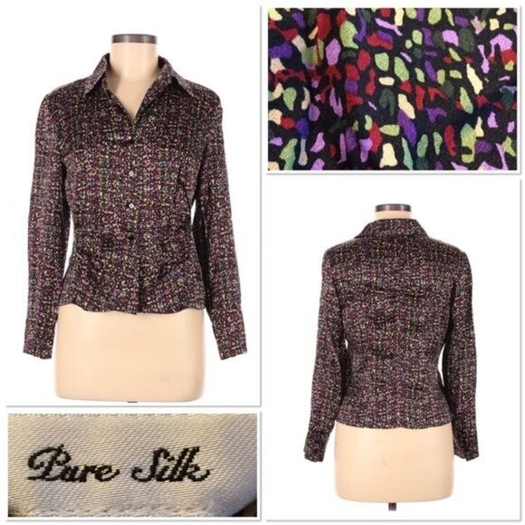 Talbots | Tops | Talbots Womens Silk Top Button Front Shirt Blouse Size ...